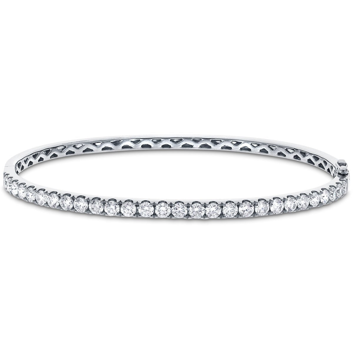 Lab Diamond Claw Set Bangle 4.00ct D/VVS in 18k White Gold – After Diamonds