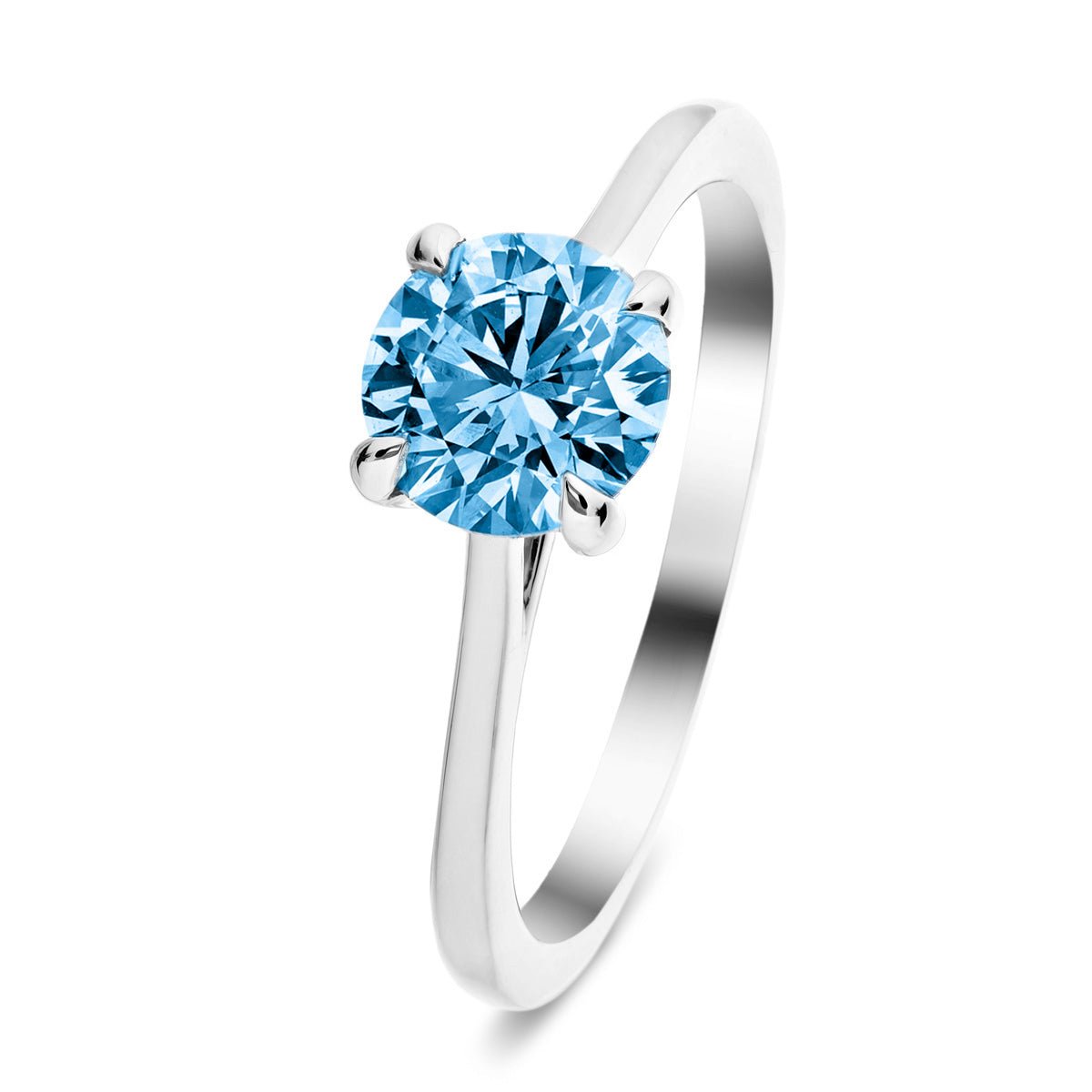 Ellie Blue Lab Diamond Solitaire Engagement Ring 1.00ct in 18k White G ...
