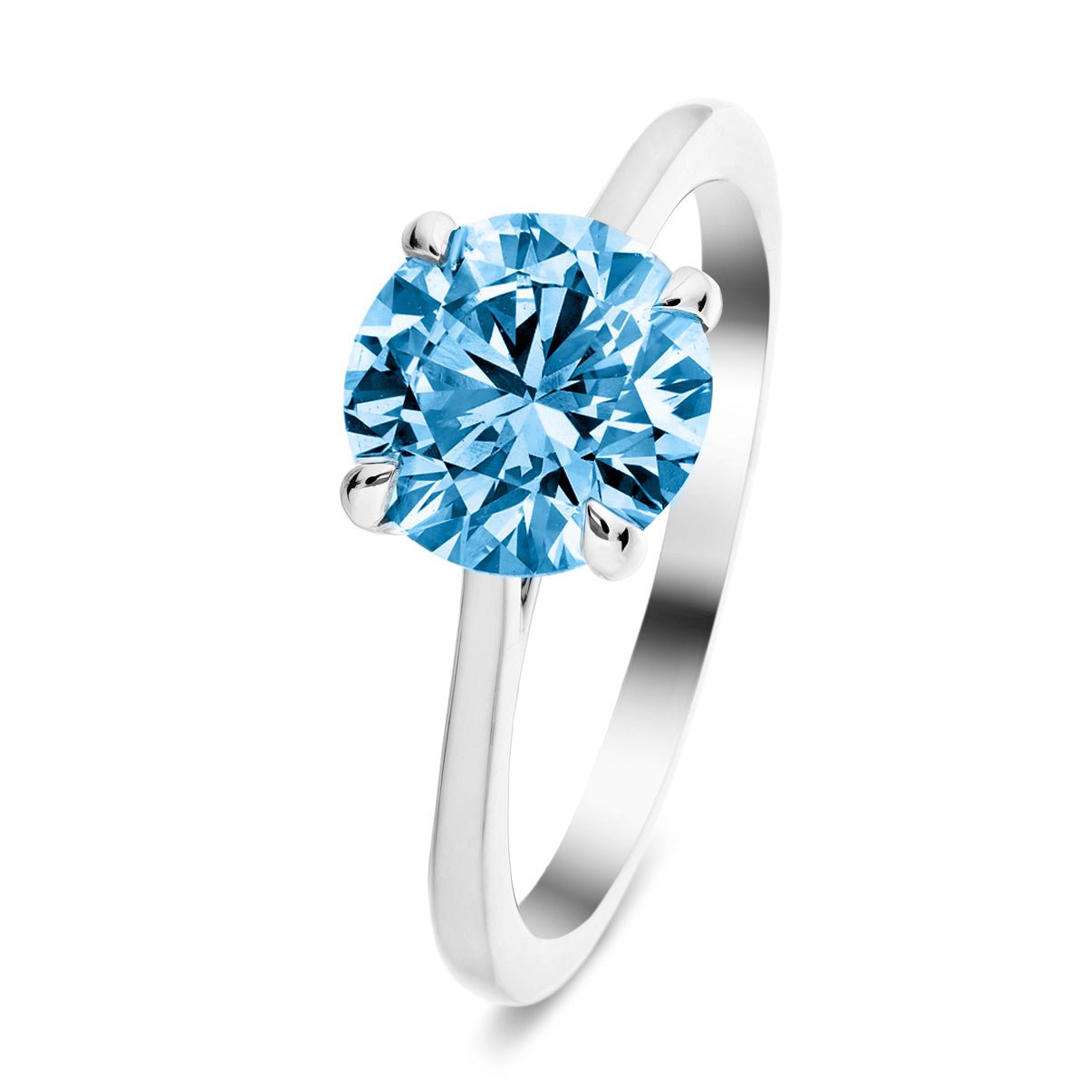 Ellie Blue Lab Diamond Solitaire Engagement Ring 3.00ct in 18k White G ...