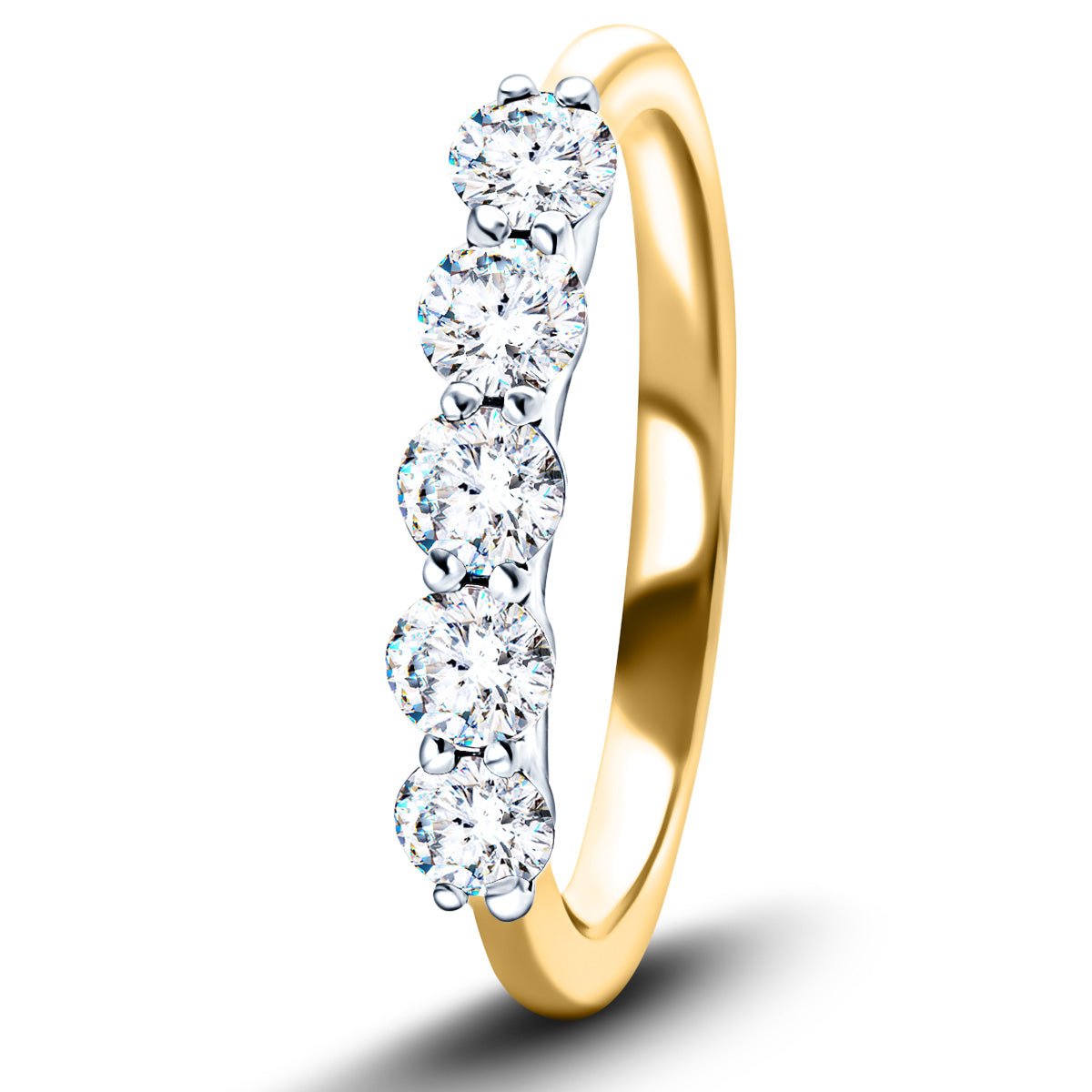 Five Stone Lab Diamond Ring 0.50ct D/VVS in 18k Yellow Gold – After ...