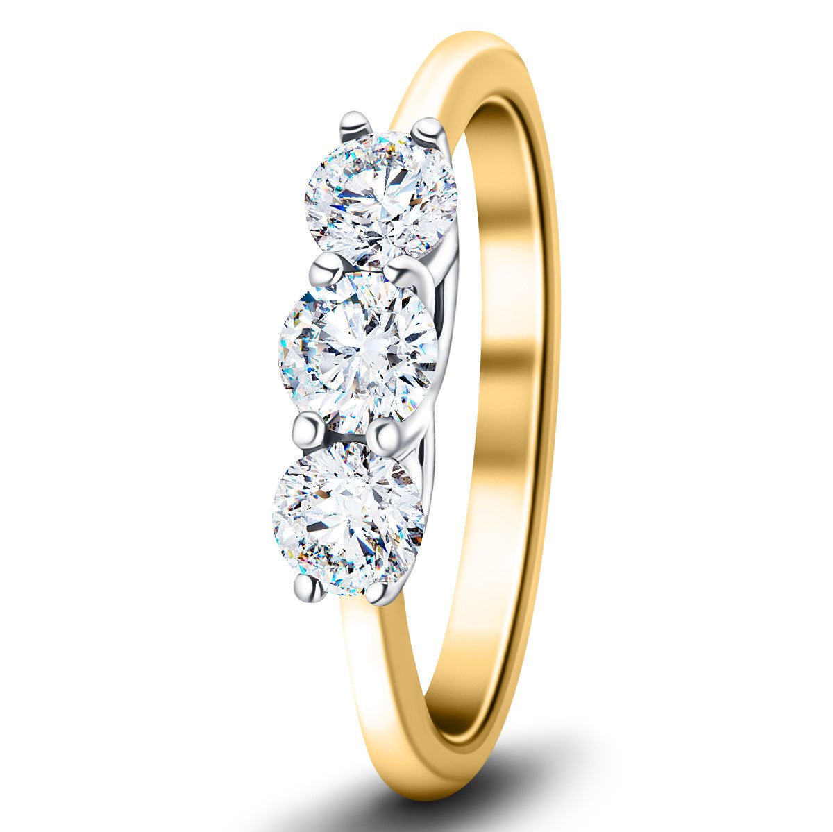 Graduated Three Stone Lab Diamond Ring 0.50ct D/VVS in 18k Yellow Gold ...