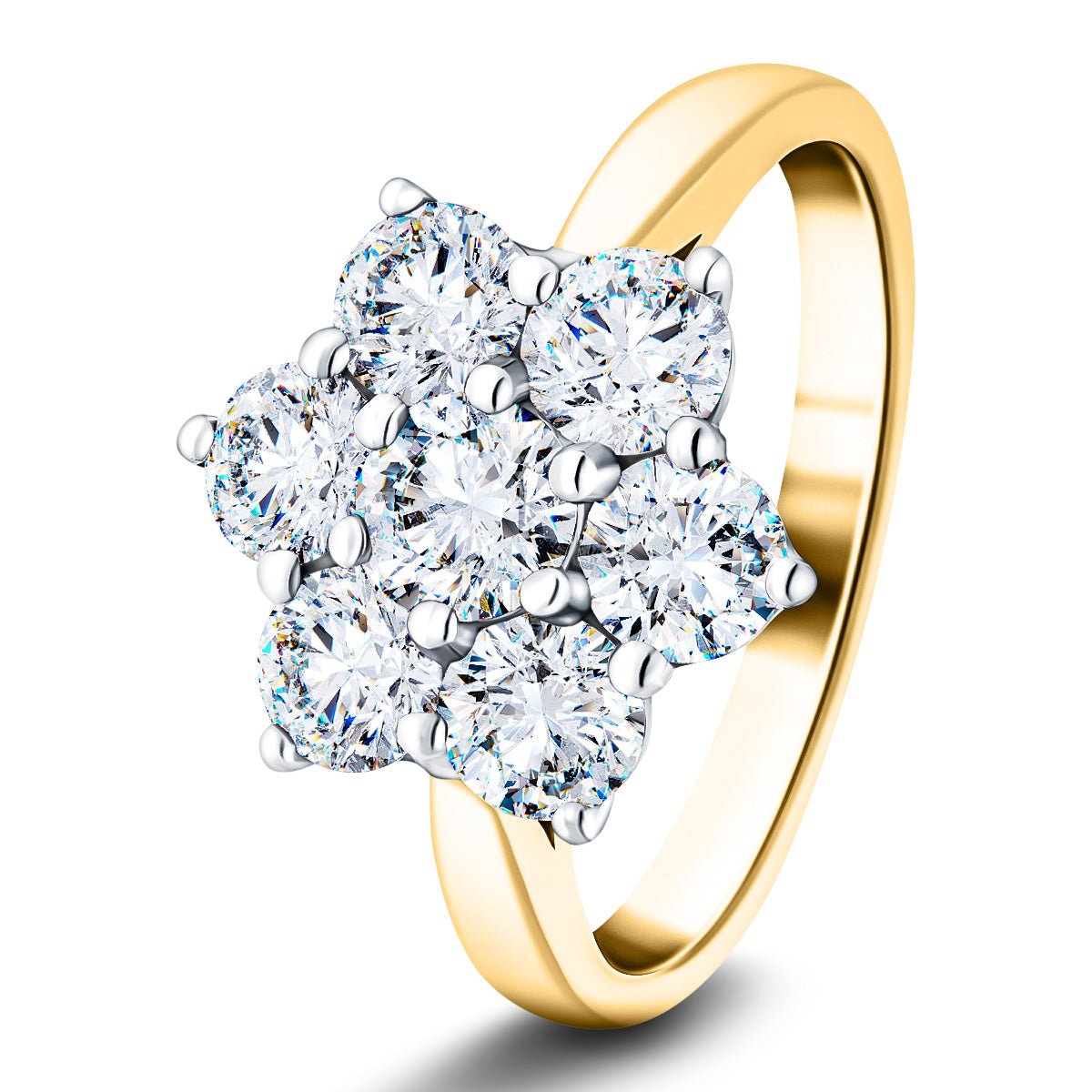 Lab Diamond 3.00ct Cluster Ring D/VVS Quality in 18k Yellow Gold ...