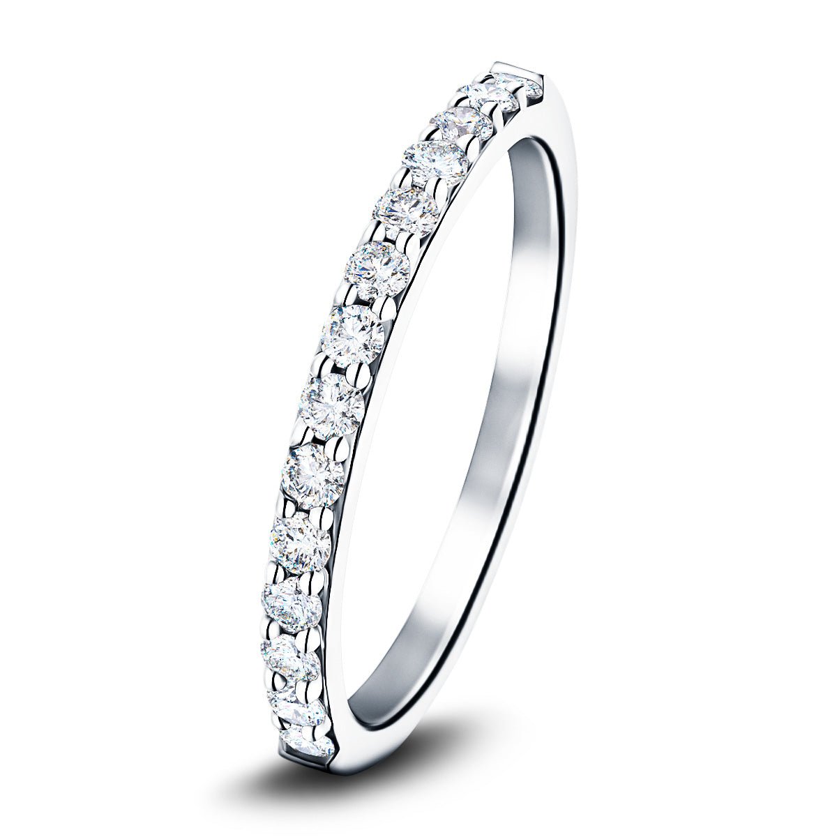 Lab Diamond Claw Set 14 Stone Half Eternity 0.35ct D/VVS in Platinum ...