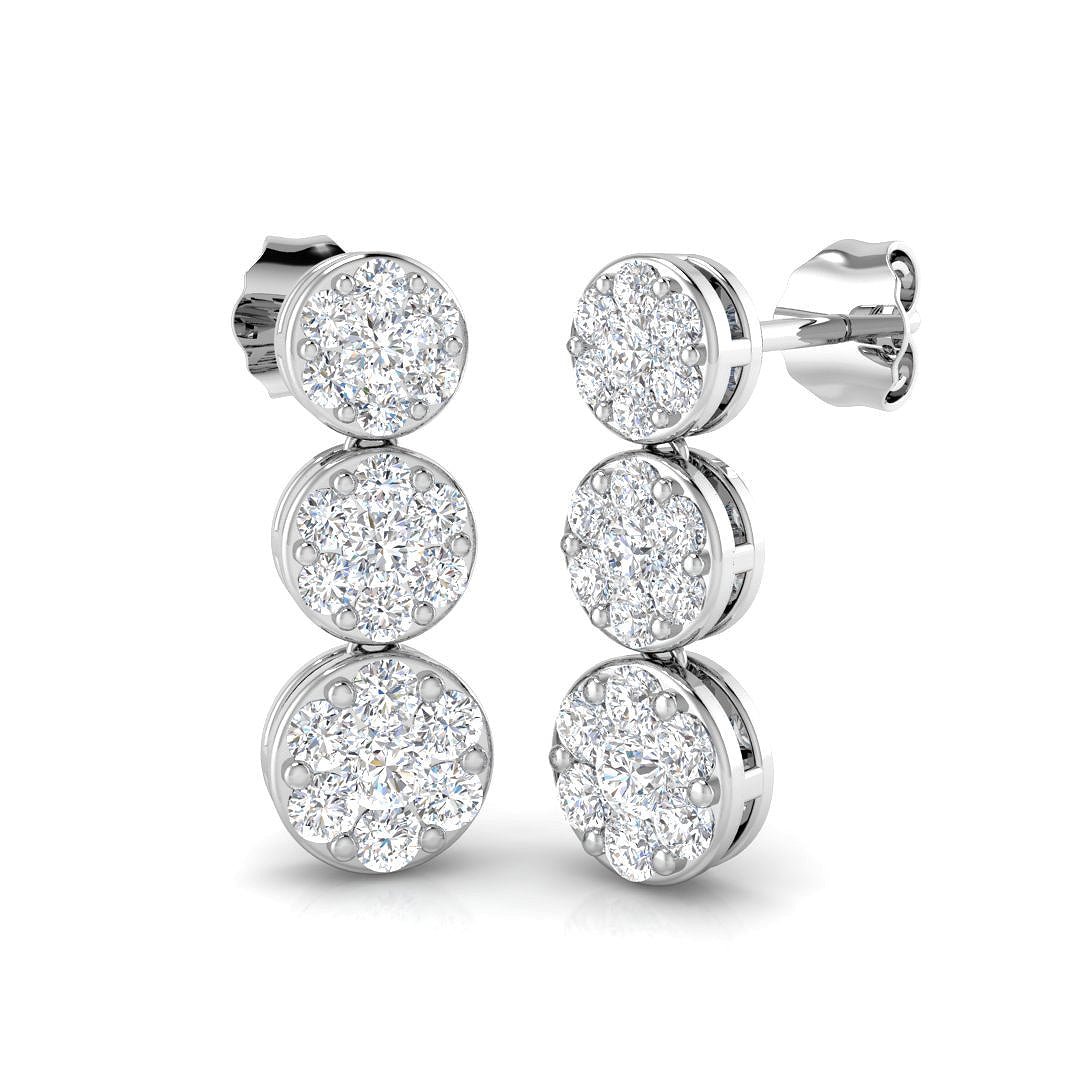 Lab Diamond Cluster Drop Earrings 1.20ct D/VVS in 925 Silver – After ...