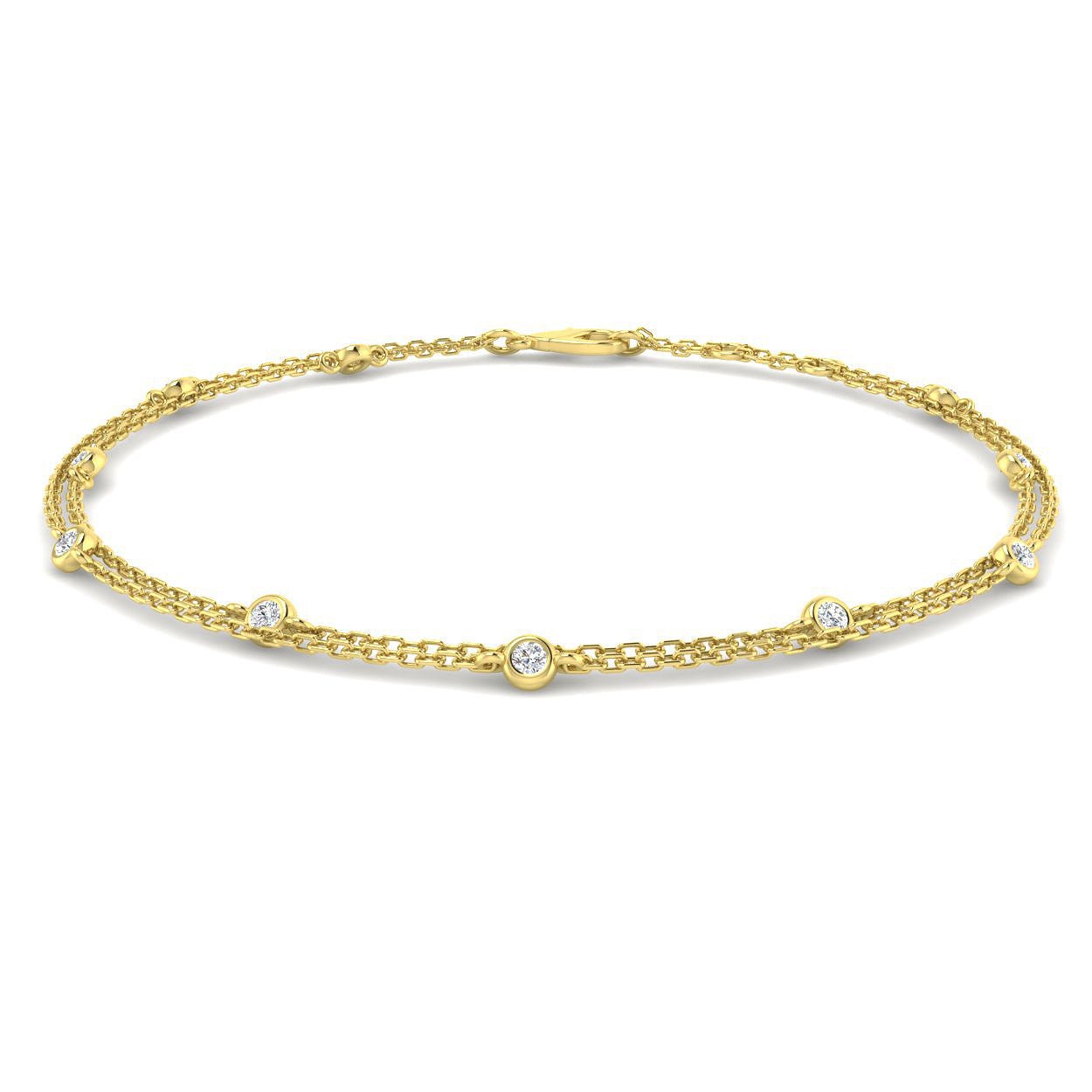 Lab Diamond Double Chain Bracelet 0.25ct in 9k Yellow Gold – After Diamonds