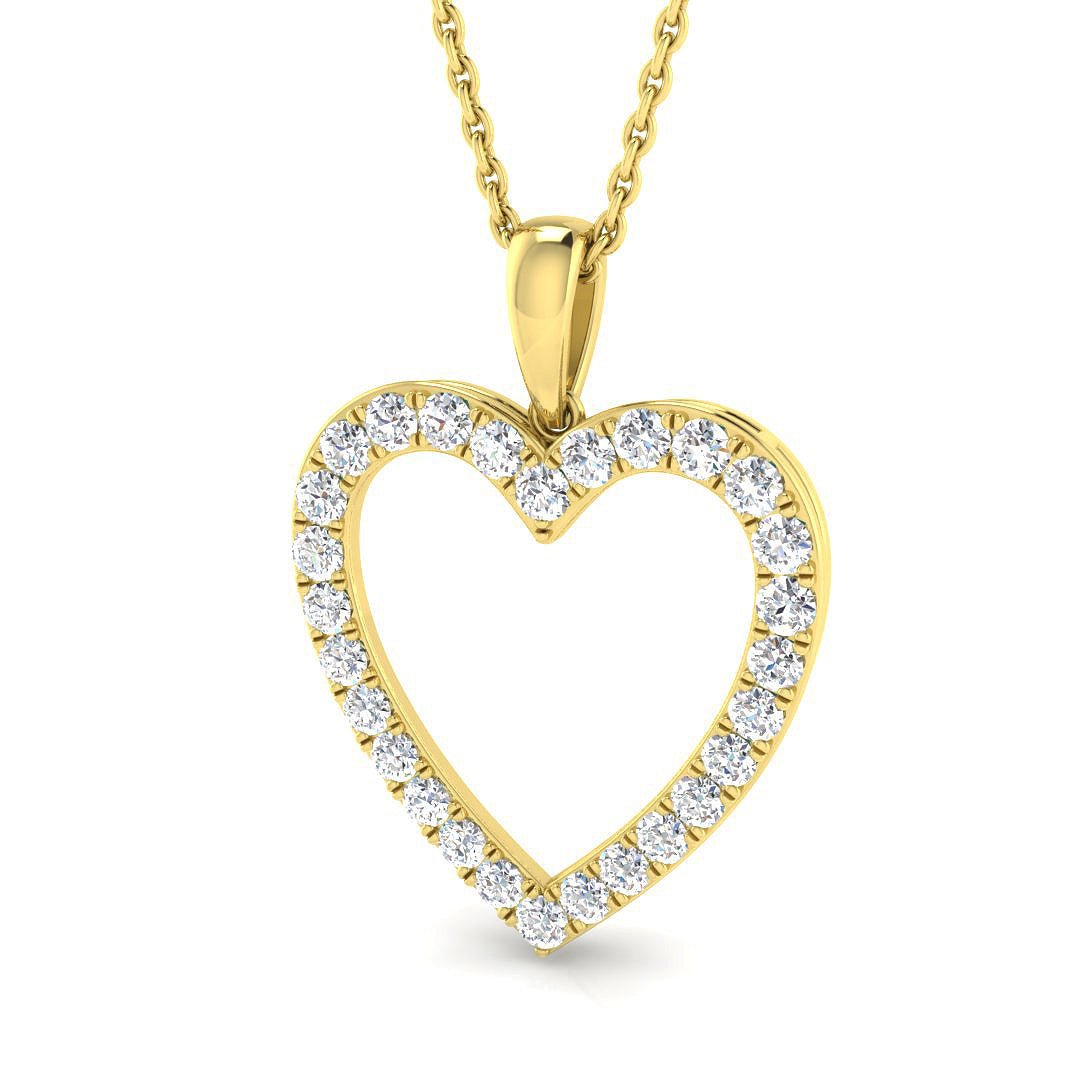 Lab Diamond Heart Pendant Necklace 0.50ct in 9k Yellow Gold – After ...
