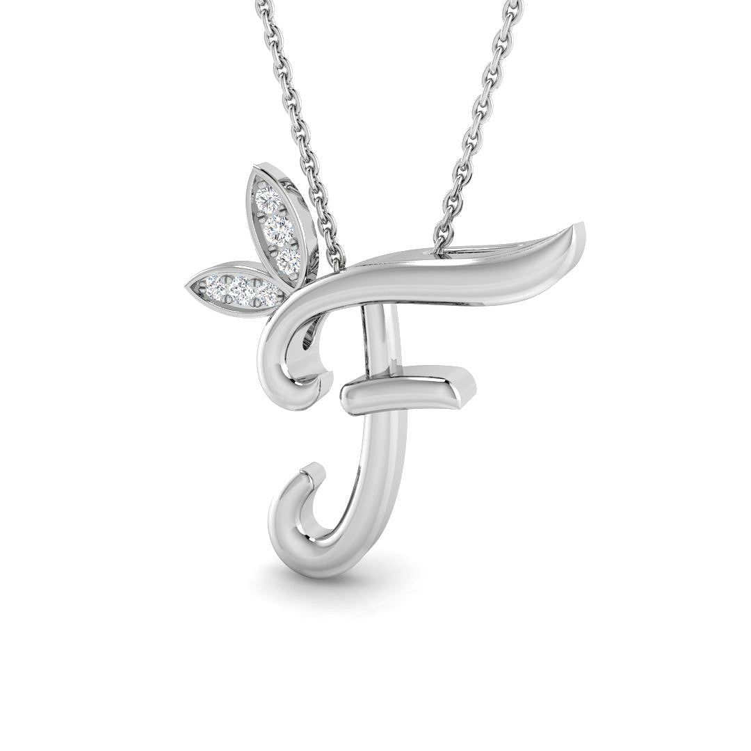 Lab Diamond Initial 'F' Pendant Necklace 0.05ct in 925 Silver – After ...
