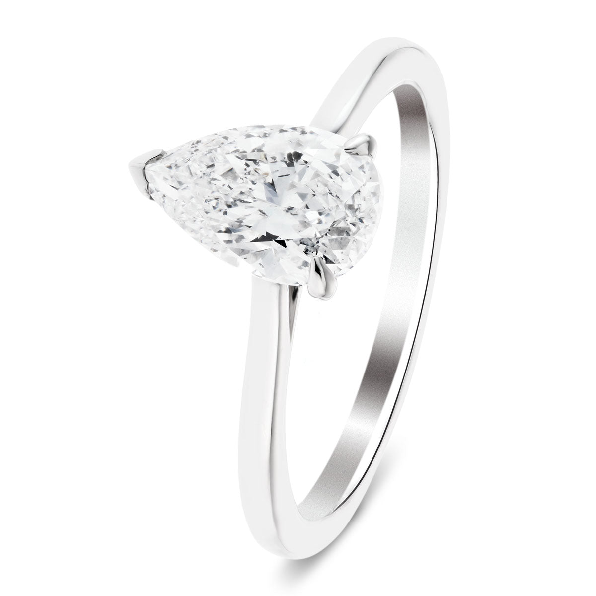 Lily Lab Pear Diamond Solitaire Engagement Ring 0.50ct G/VS 18k White ...