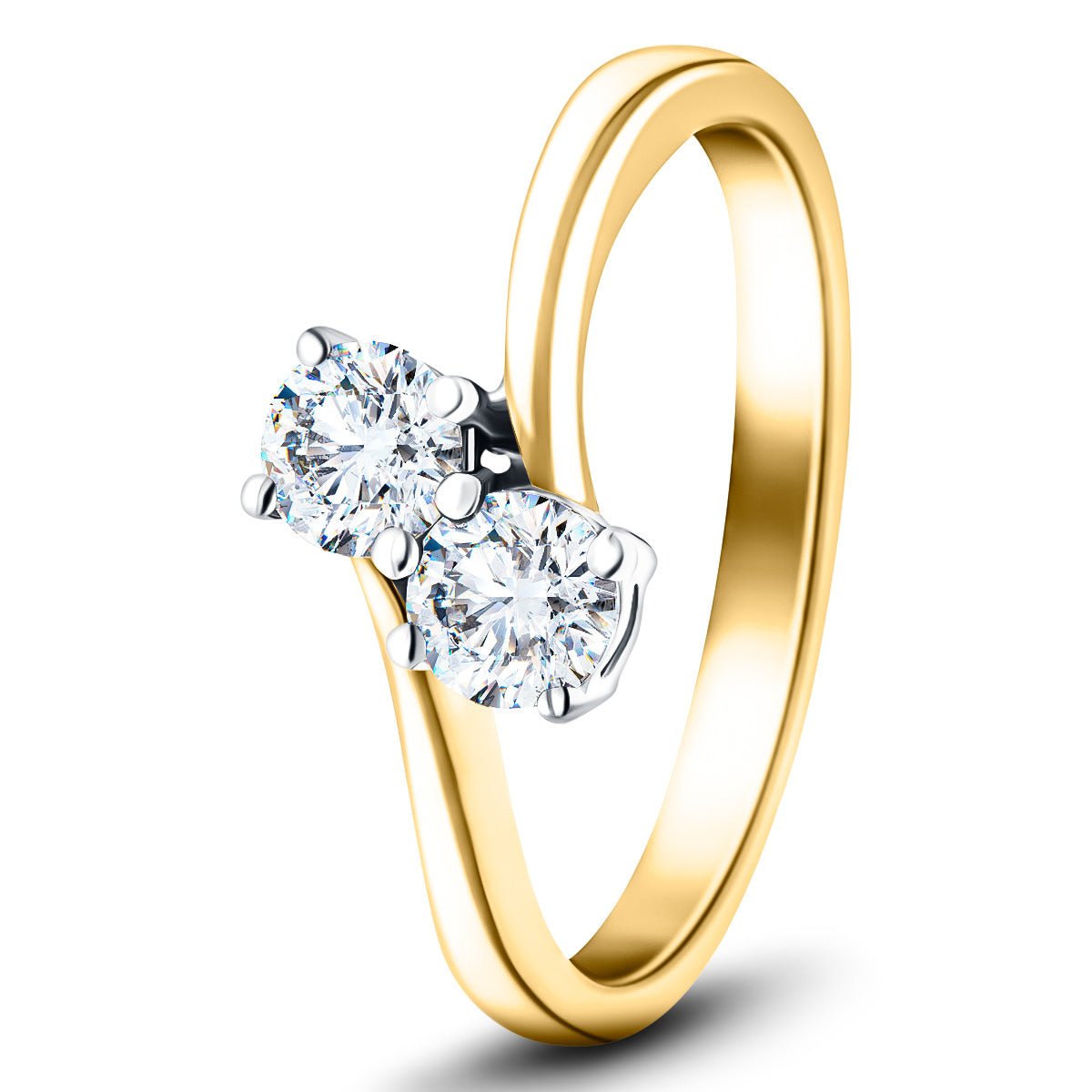 Milly Two Stone Lab Diamond Engagement Ring 2.00ct D/VVS in 18k Yellow ...