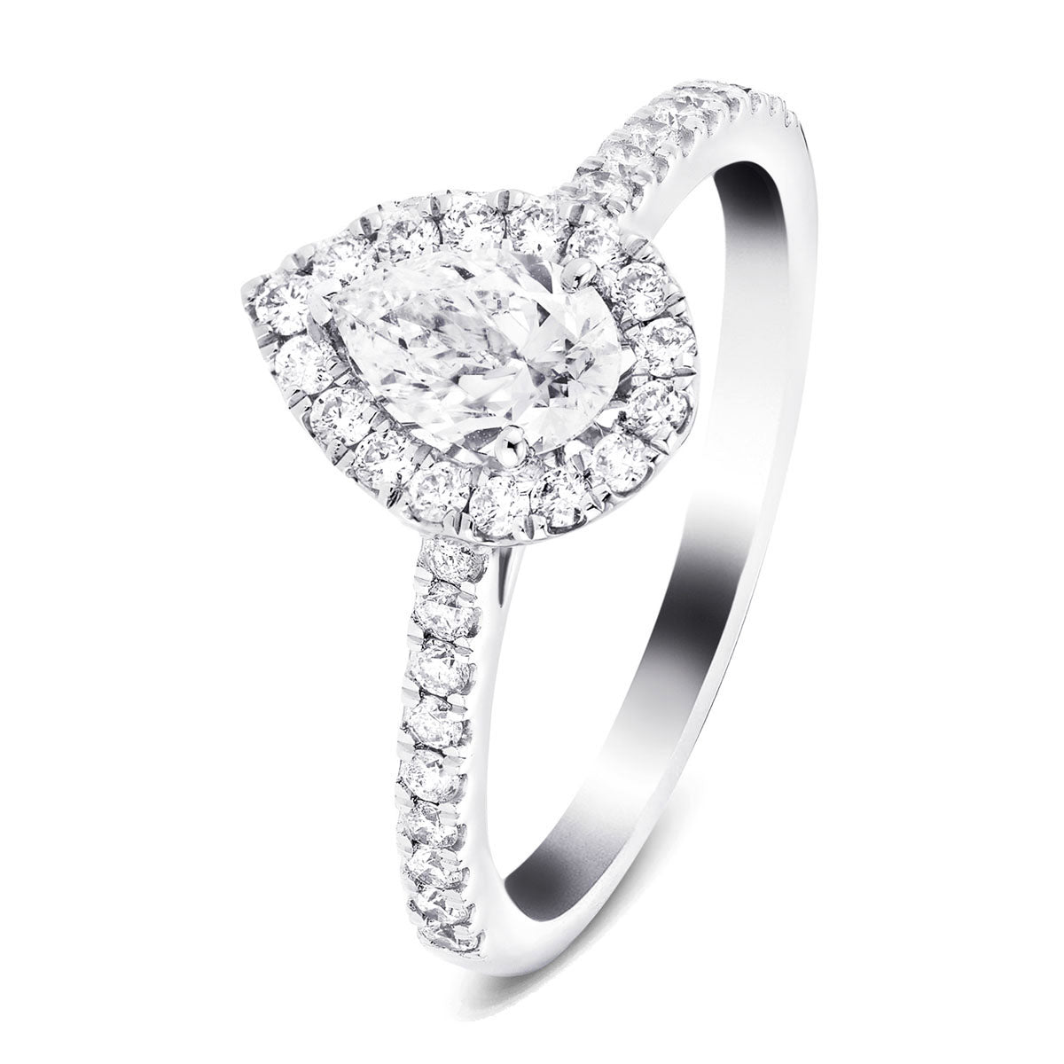 Nancy Lab Diamond Halo Pear Engagement Ring 3.75ct G/VS in Platinum ...