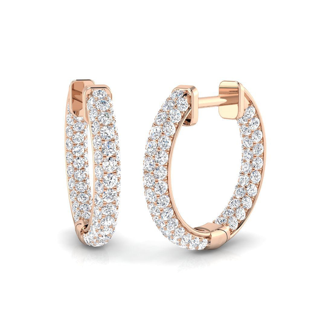 Pave Set Lab Diamond Hoop Earrings 1.00ct D/VVS in 9k Rose Gold – After ...