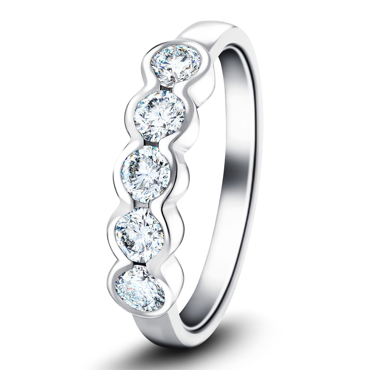 Semi Bezel Five Stone Lab Diamond Ring 1.35ct G/VS in Platinum – After ...